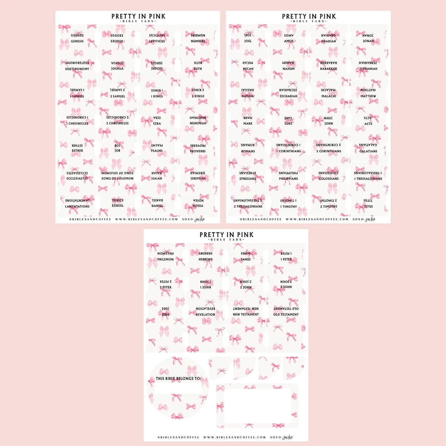 Pretty in Pink Bible Tabs - Peel and Stick Bible Book Tabs – Bibles and ...